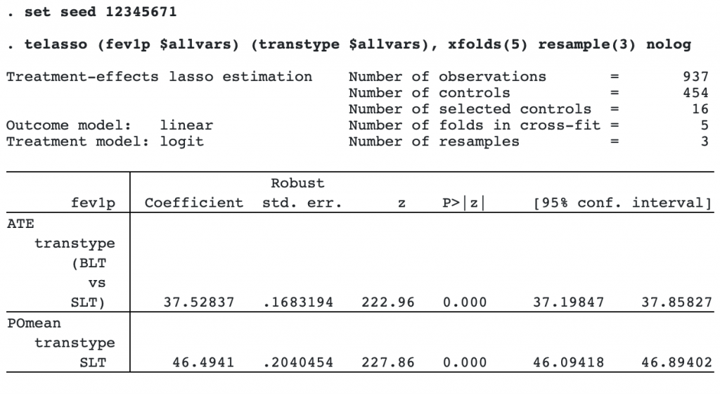 Treatment-effects estimation using lasso - TStat