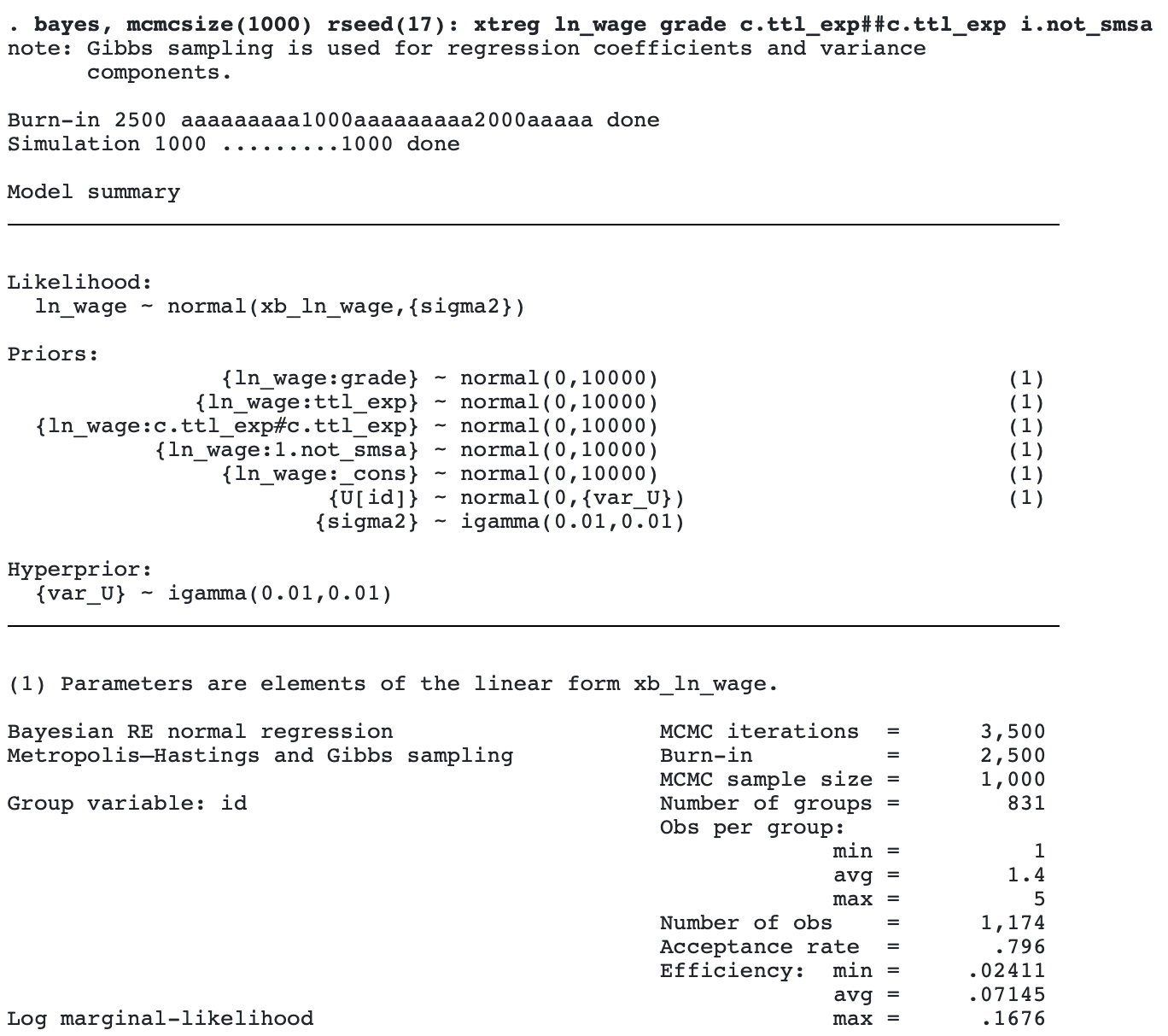 Bayesian longitudinal/panel-data models - TStat