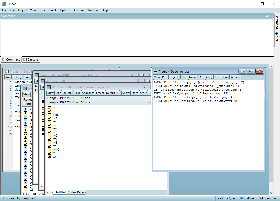 EVIEWS INTERFACE AND PROGRAMMING - TStat